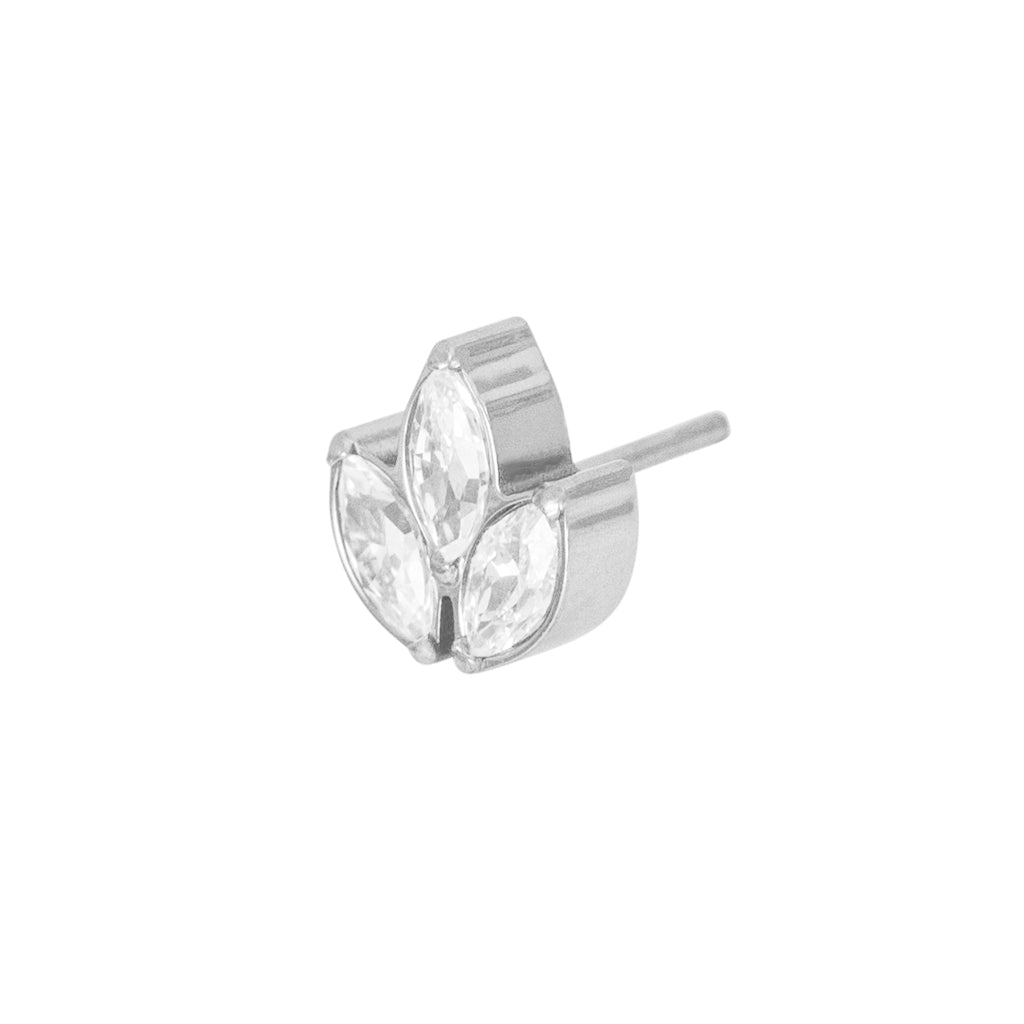 Titanium 3mm Leafy Threadless End - Clear CZ (18g/16g) – Jimmy Buddha Designs