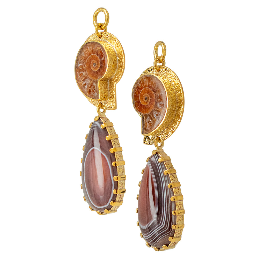 Ammonite & Botswana Agate Dangles – Jimmy Buddha Designs