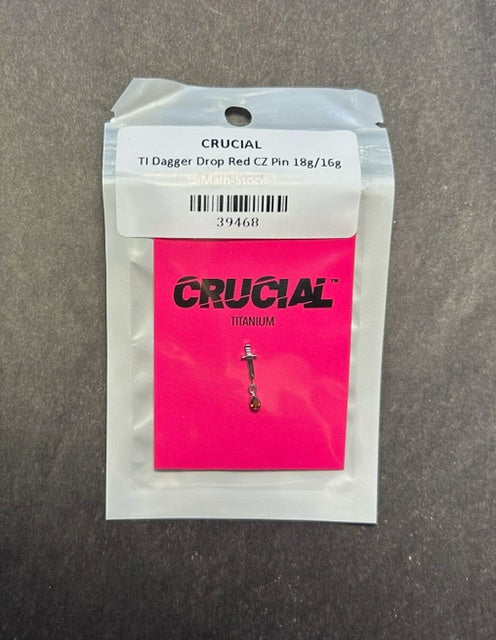 Titanium Dagger Drop Threadless End - Red CZ (18g/16g) – Jimmy Buddha ...