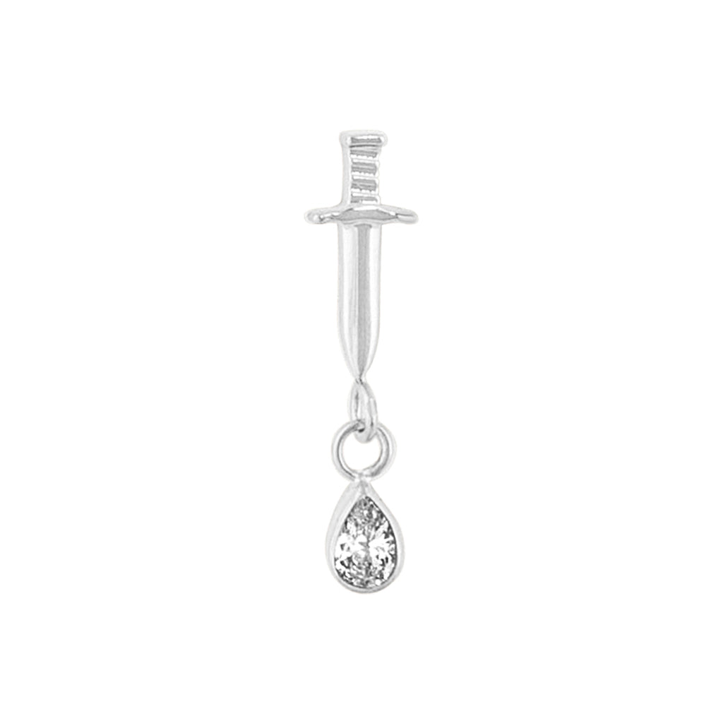 Titanium Dagger Drop Threadless End - Clear CZ (18g/16g) – Jimmy Buddha ...