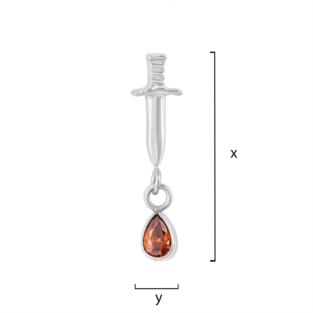Titanium Dagger Drop Threadless End - Red CZ (18g/16g) – Jimmy Buddha ...