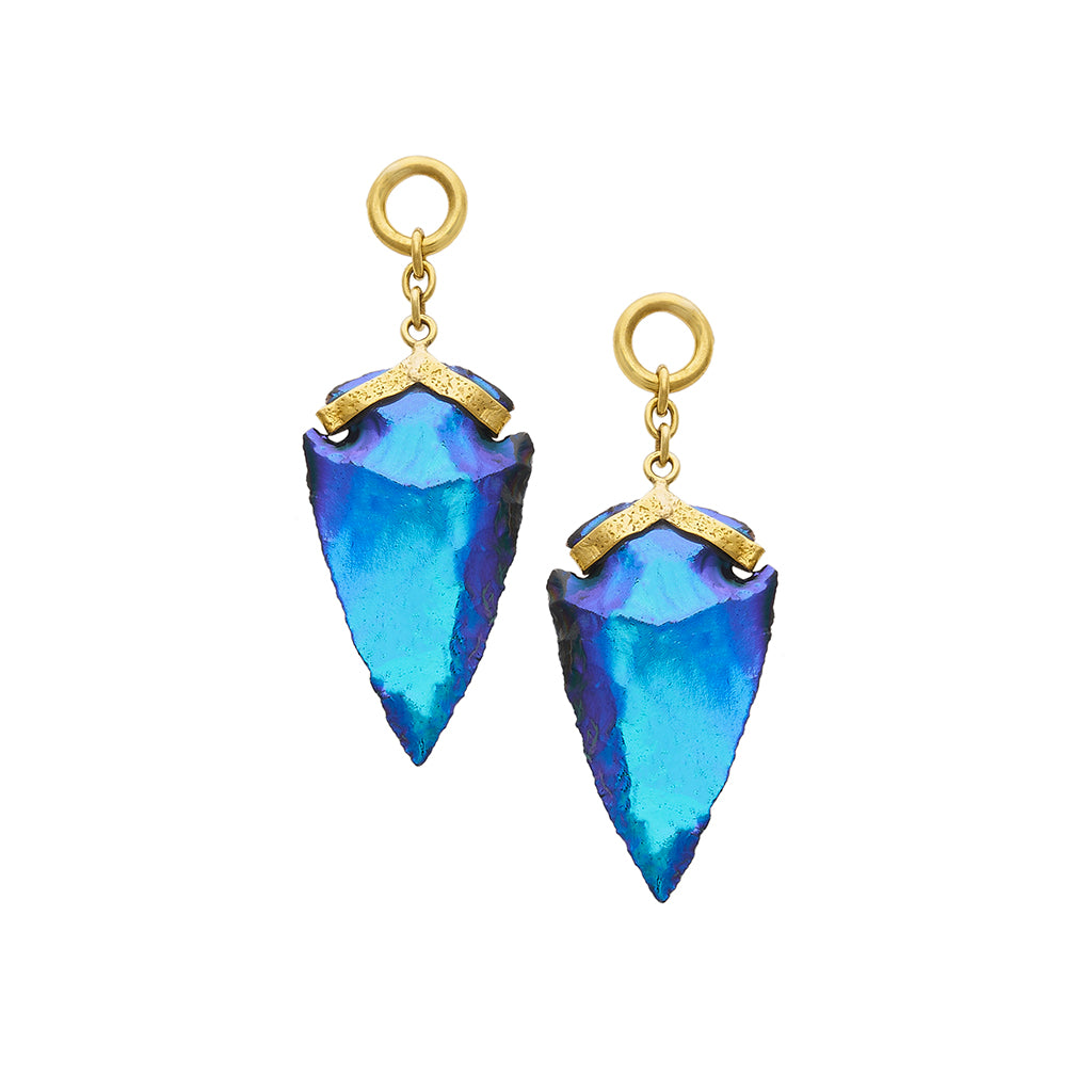 Blue Titanium Coated Chalcedony Arrowheads – Jimmy Buddha Designs