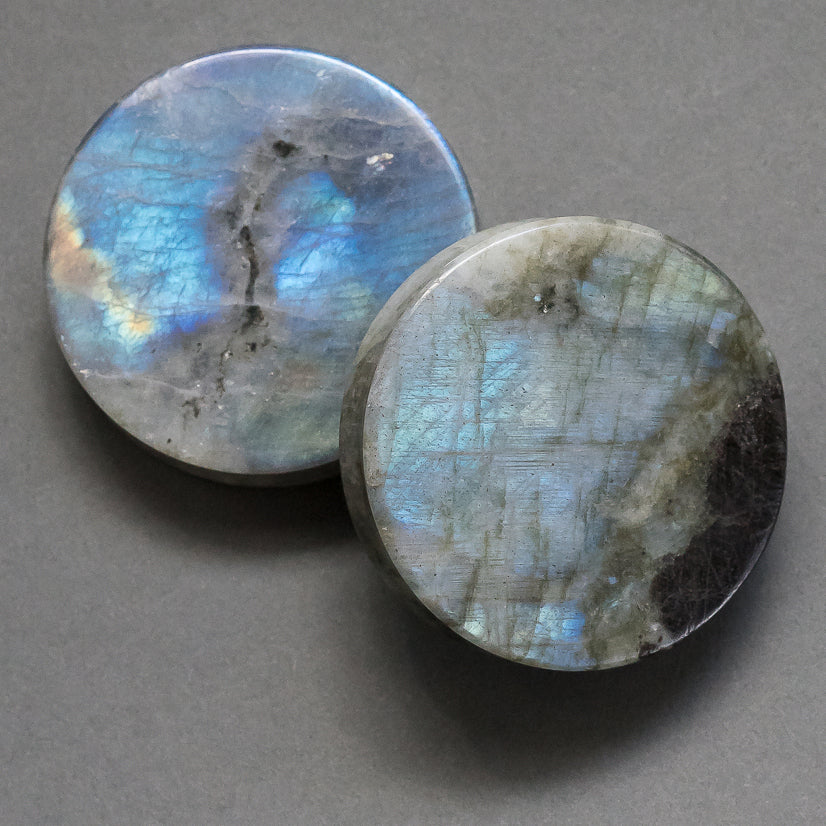 Labradorite B Grade Double Flare Flat Plugs – Jimmy Buddha Designs